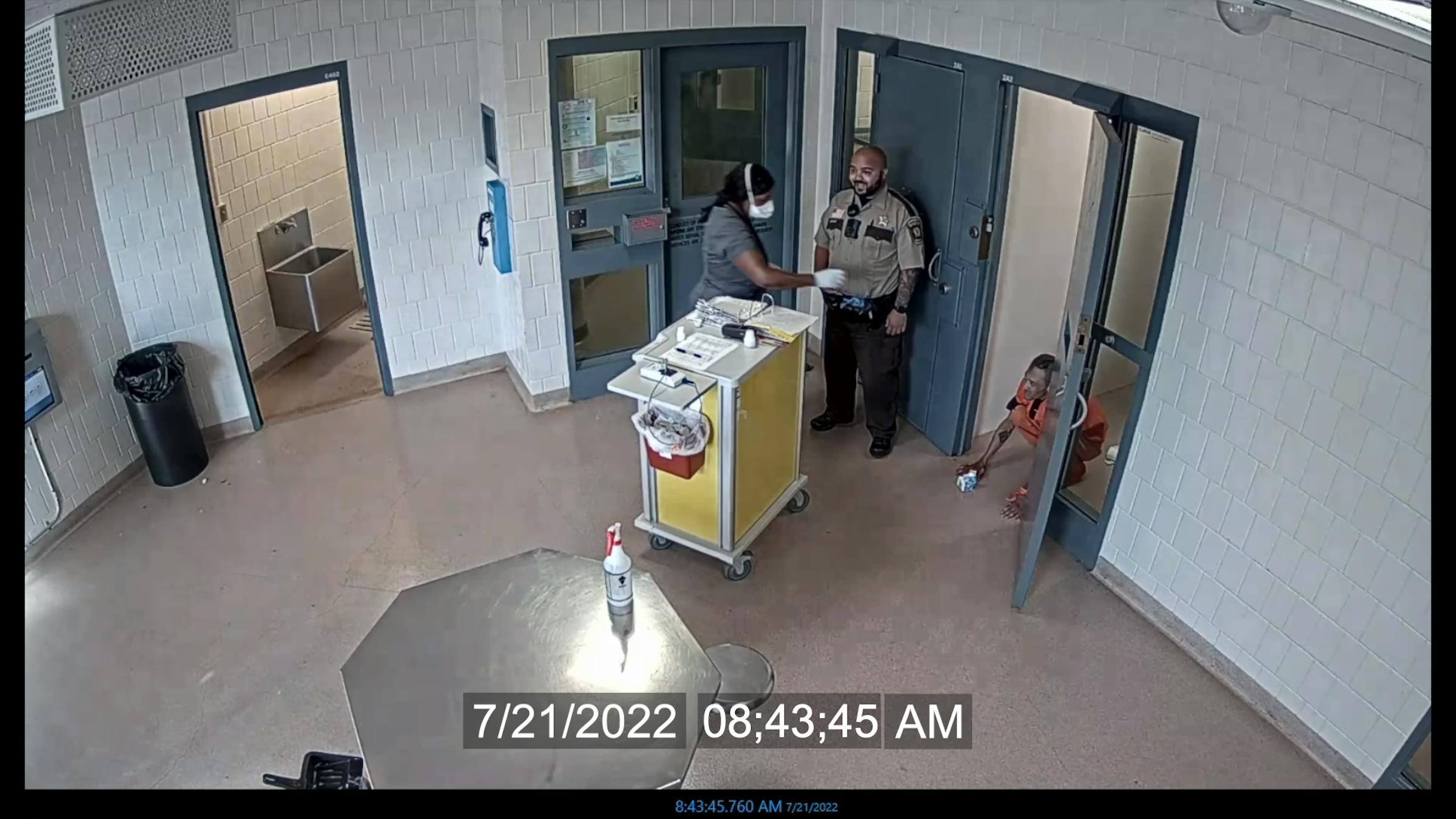 Lucas Bellamy shows signs of severe pain while in Hennepin County jail