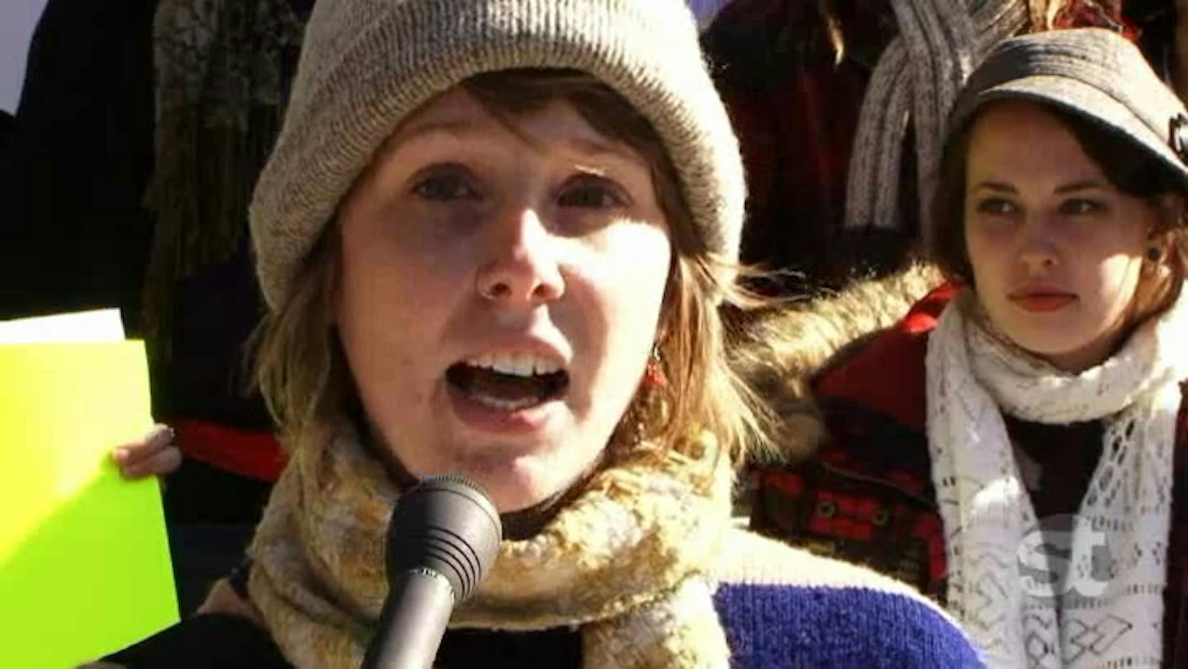 Mouths taped, St. Kate's students protest rule on speakers