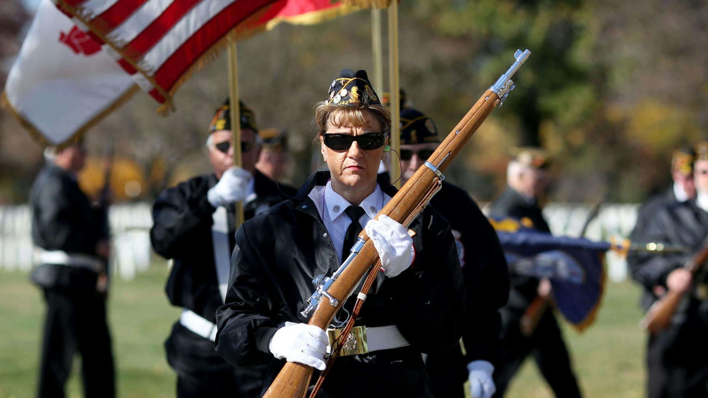 'Military Terri,' the only woman, leads Fort Snelling Memorial Rifle Squad